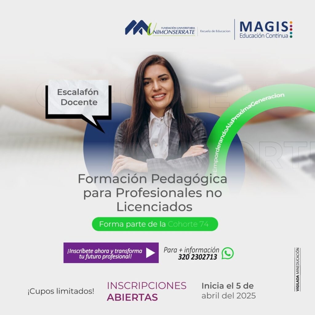 CURSO DE FORMACION PEDAGOGICA PARA PROFESIONALES NO LICENCIADOS – Unimonserrate